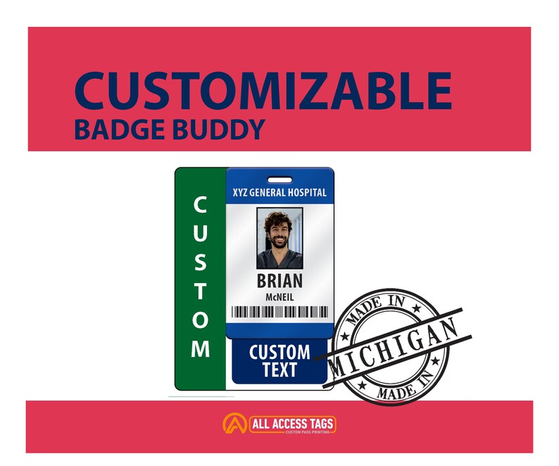 Custom Vertical Badge Buddy With Sidekick Plastic Card Color - Etsy