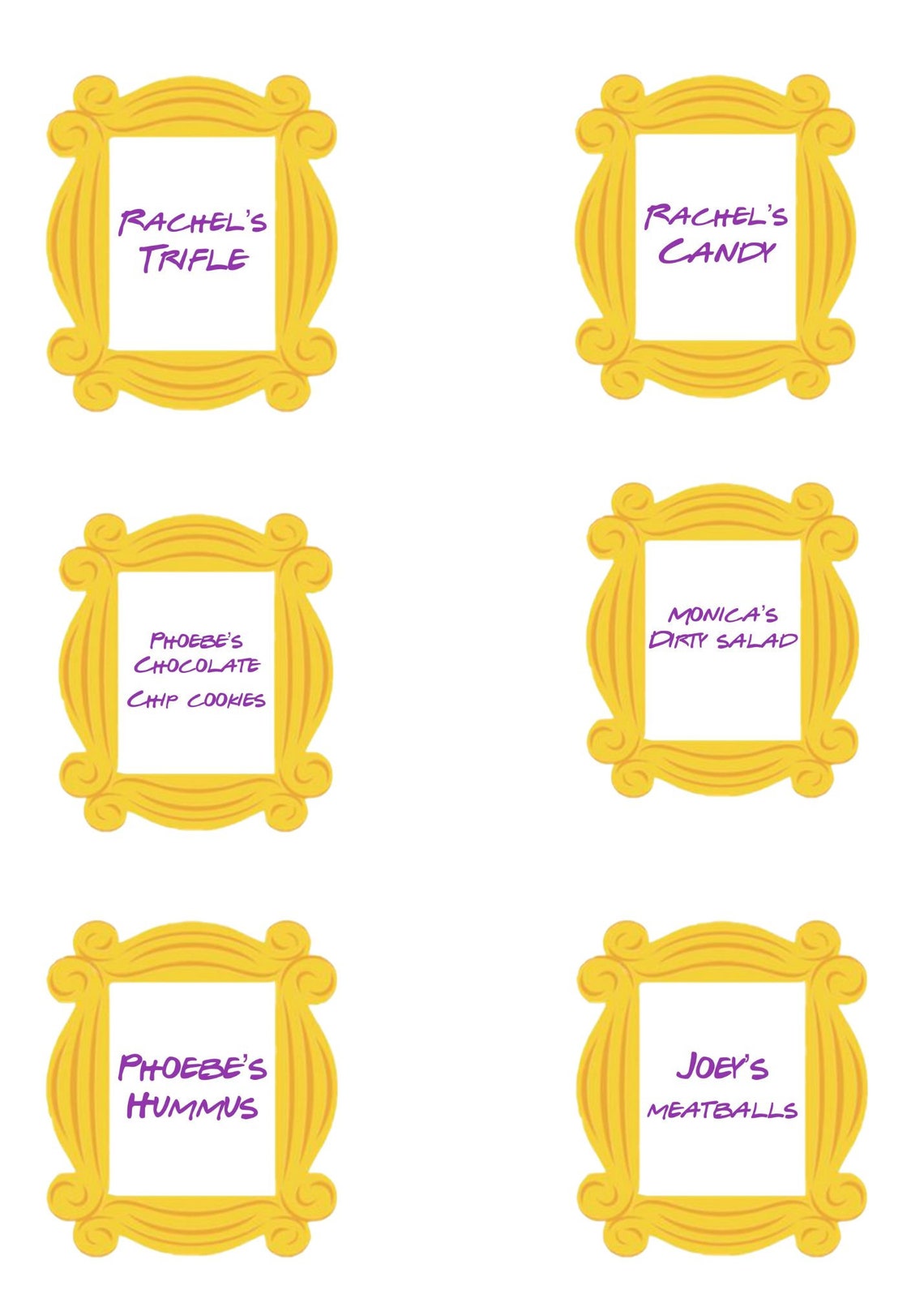 FRIENDS Themed Party Food Signs - Set of 14 - Etsy