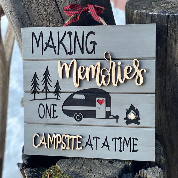 Wood Camping Sign - Etsy