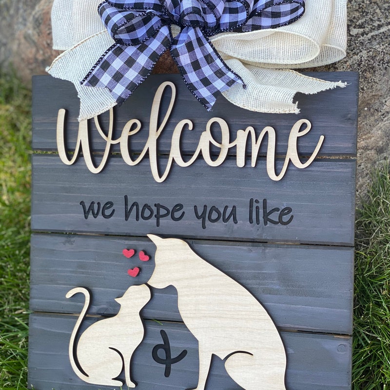 Cat Door Signs Welcome - Etsy