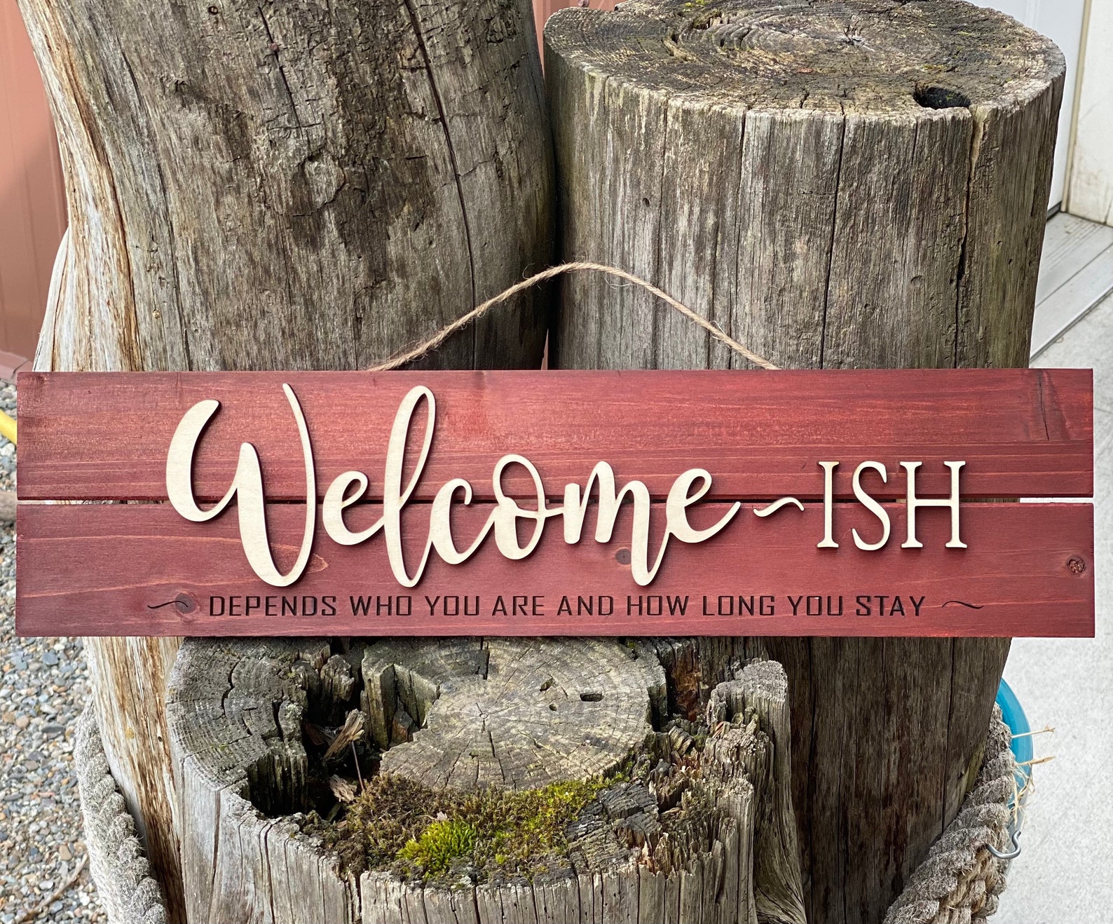 Welcome Sign Door Sign Welcome-ish Sign Wooden Sign Laser - Etsy