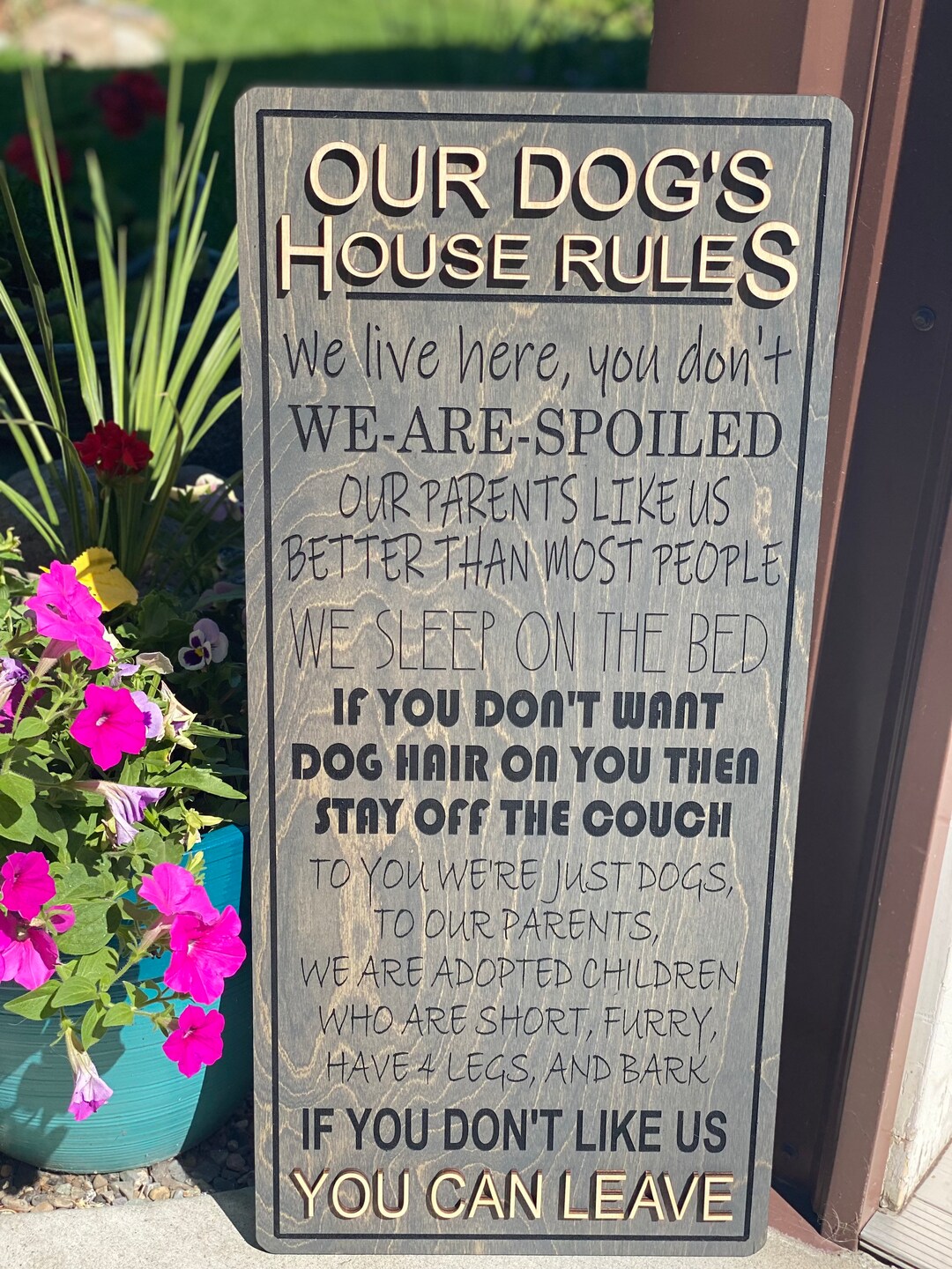 Dog House Rules Sign: Rustic Farmhouse Decor, Engraved Wood - Etsy
