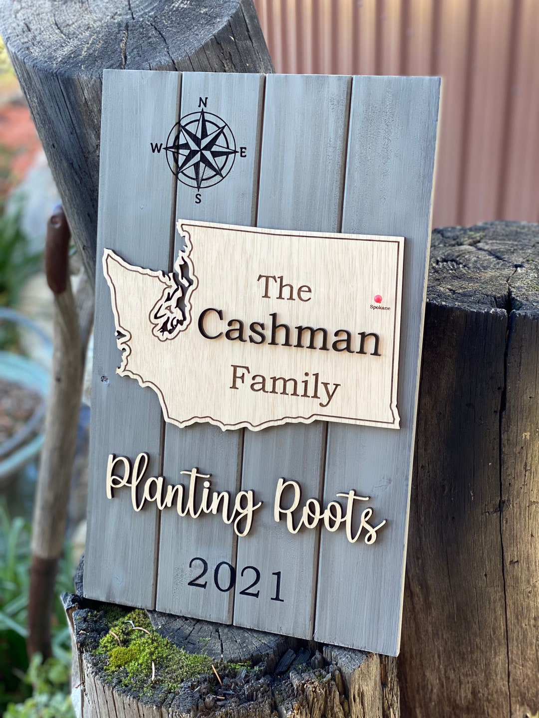 Personalized Planting Roots Wood Sign, Gray Farmhouse Decor - Etsy