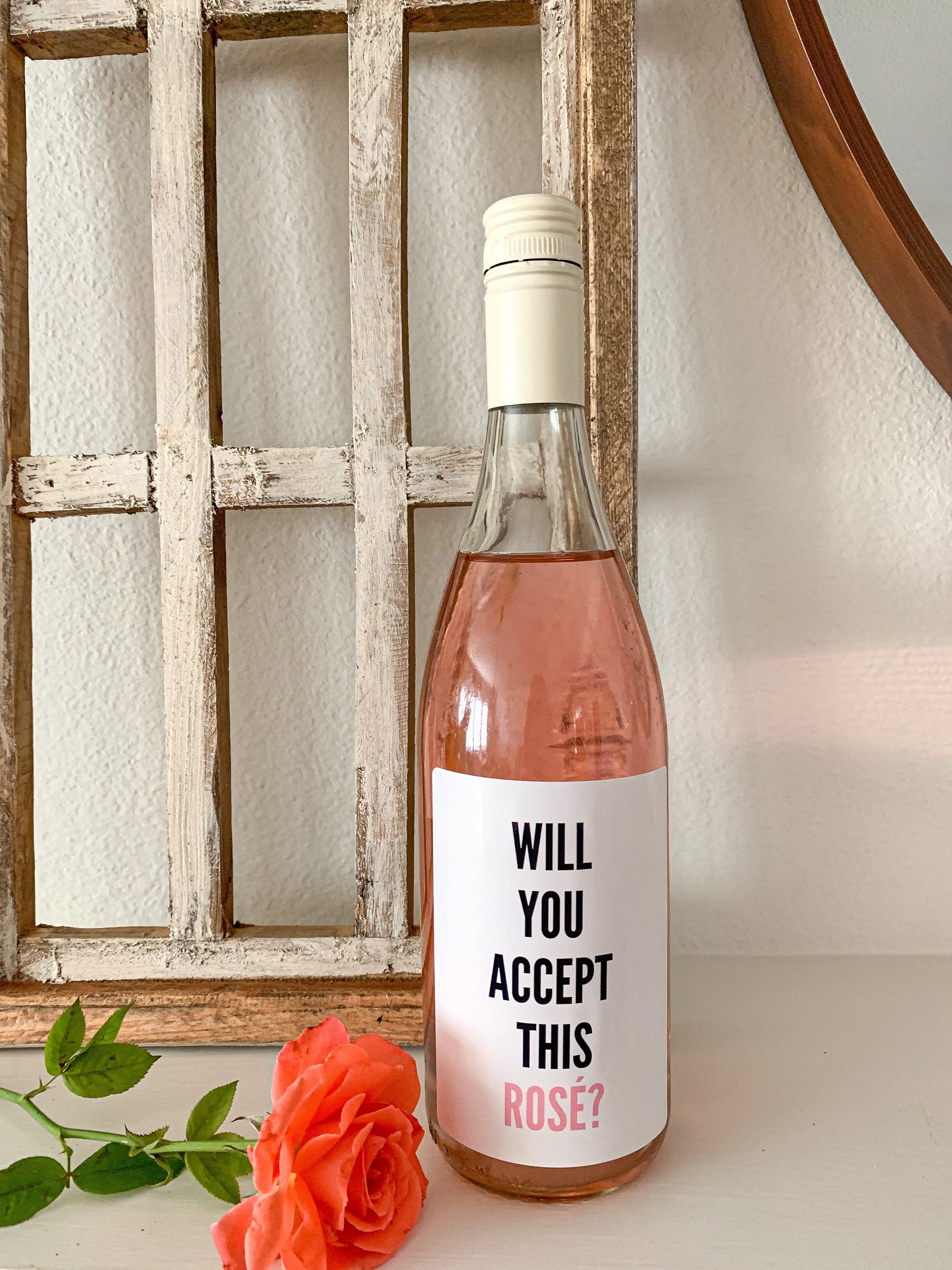 Will You Accept This Rose Bachelor Wine Label Bachelorette | Etsy