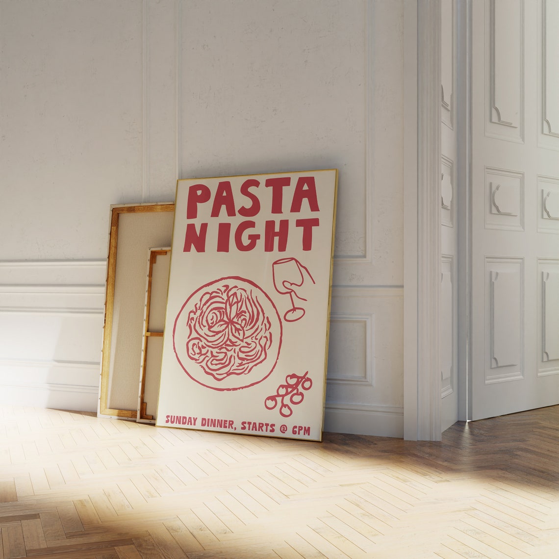 Pasta Night Poster - Spaghetti Poster - Food Print - Modern Kitchen ...
