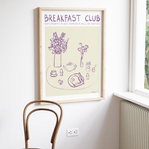 Breakfast Club Poster - Modern Kitchen Wall Art- Wine Art- Vintage Food ...