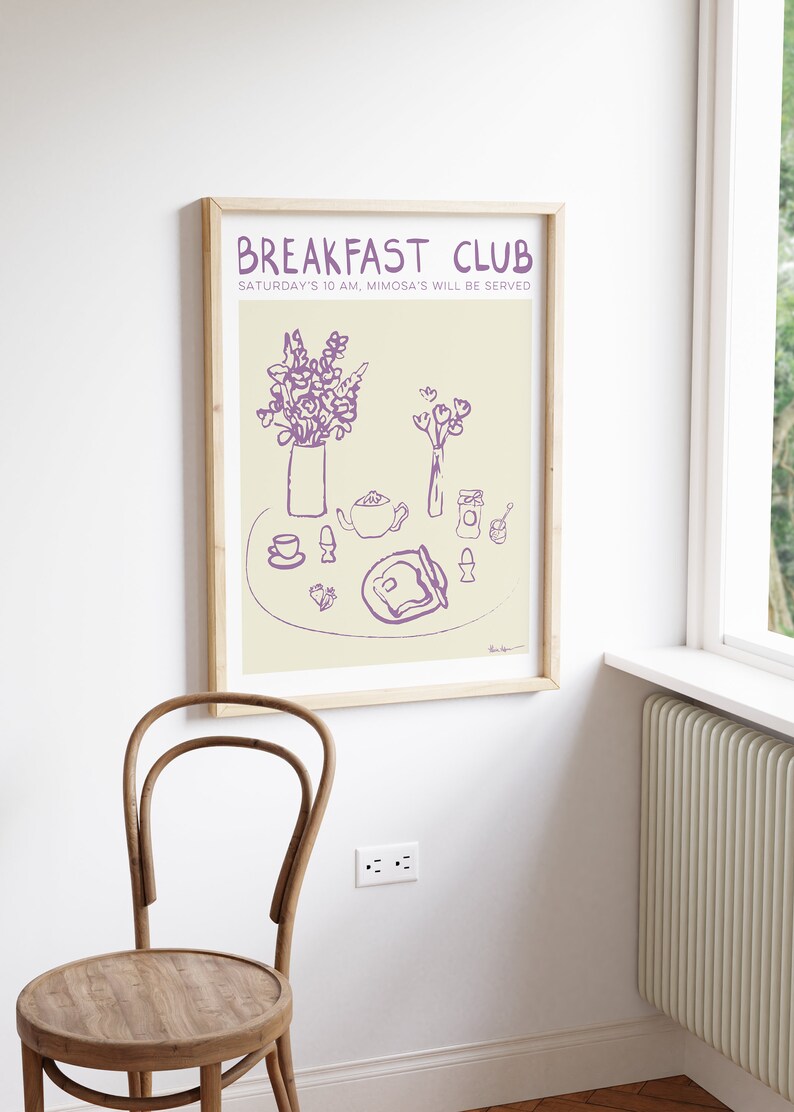 Breakfast Club Mimosas Art Print – Retro Kitchen Wall Decor (digital ...