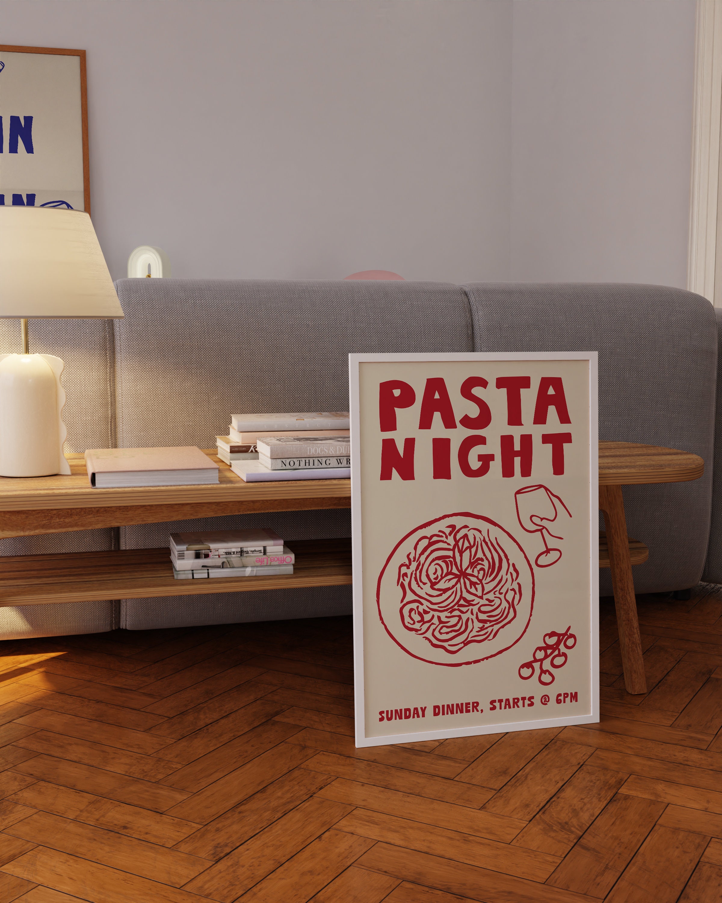 Pasta Night Poster - Spaghetti Poster - Food Print - Modern Kitchen ...