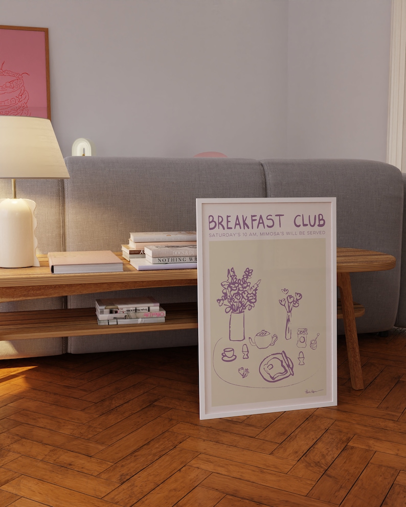 Breakfast Club Mimosas Art Print – Retro Kitchen Wall Decor (digital ...