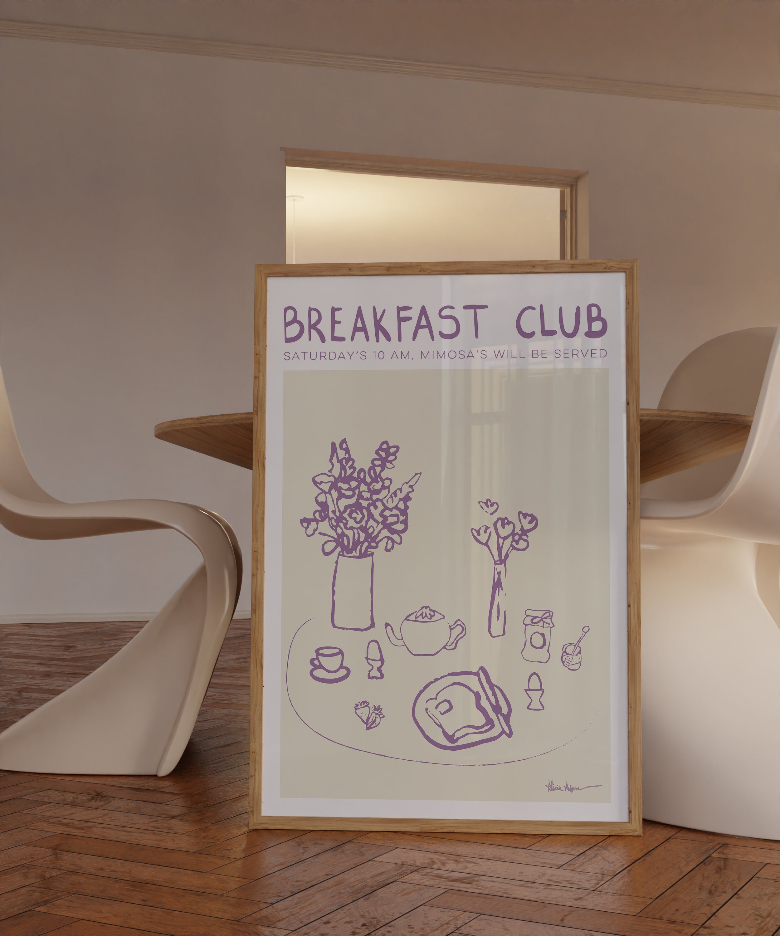 Breakfast Club Mimosas Art Print – Retro Kitchen Wall Decor (digital ...