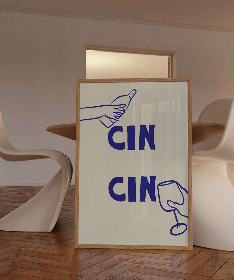 Cin Cin Print - Cheers Digital Download- Retro Wine Print - Retro ...