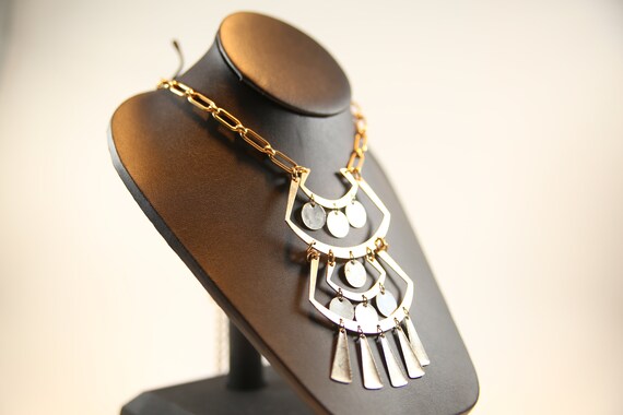 Vintage gypsy bohemian gold pendant chain necklace - Gem