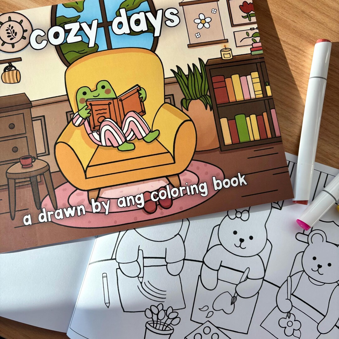 Cozy Days: Drawn by Ang Coloring Book - Original Hand Drawn Art Book ...