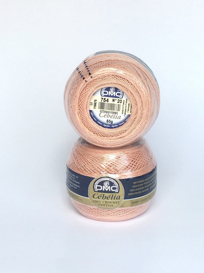 DMC 754 Light Peach Cebelia Size 20 Crochet Tatting Thread Bead Crochet ...
