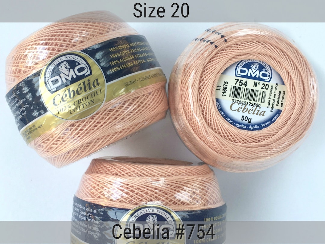DMC 754 Light Peach Cebelia Size 20 Crochet Tatting Thread Bead Crochet ...