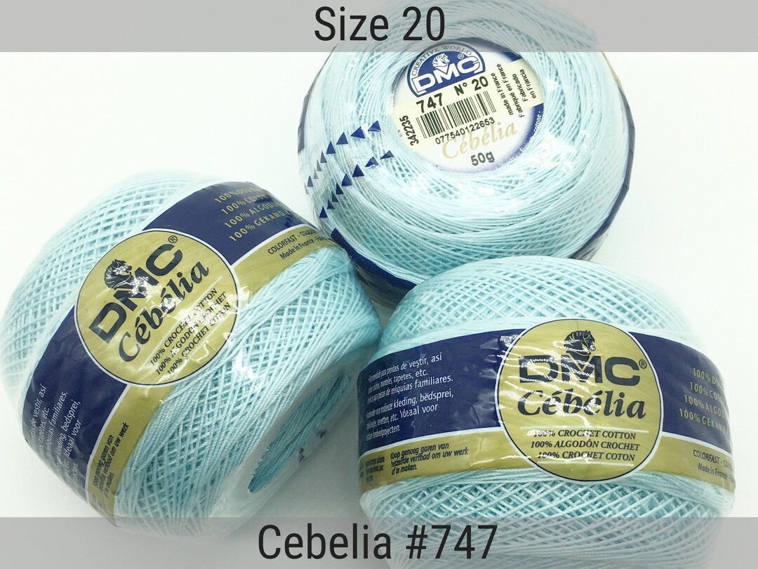 DMC 747 Light Blue Cebelia Size 20 Crochet Tatting Thread Bead Crochet ...