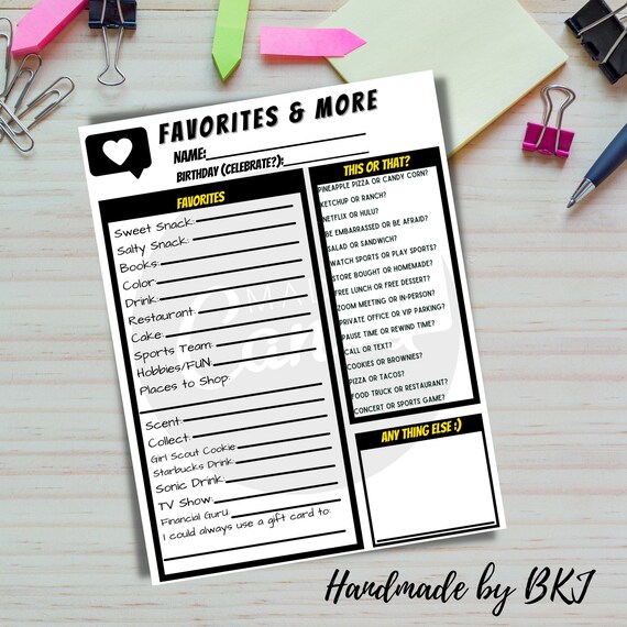 Employee Favorites List My Favorite Things Employee Wish - Etsy