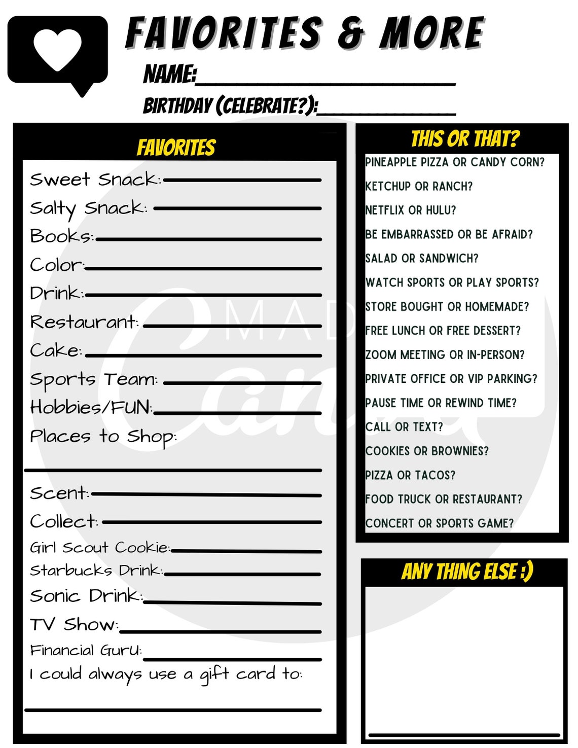 Employee Favorites List My Favorite Things Employee Wish Etsy Australia