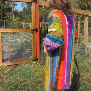 Joshelyns Closet Premade Wacky Hand Crotchet Long Cardigan Womens M-XL ...