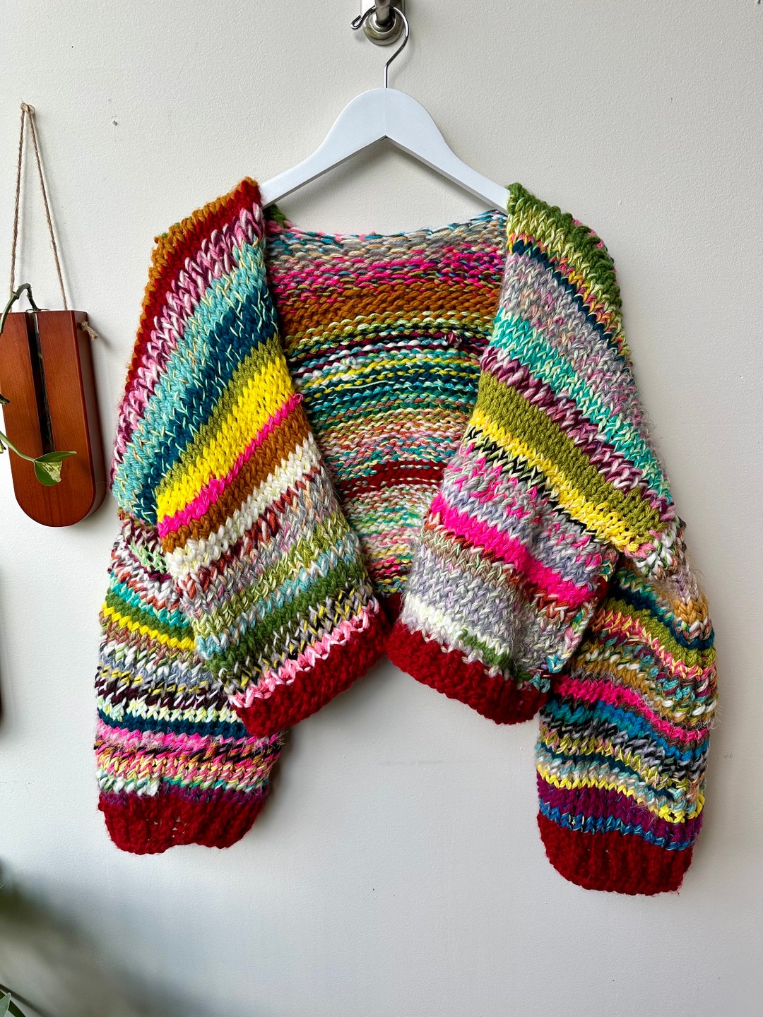 Joshelyn’s Closet | Premade Wacky Hand Knit Cropped Cardigan | Womens M ...