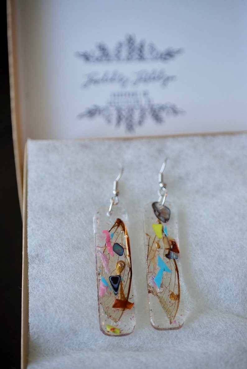 Cicada Wing Resin Earrings Bold Handmade Statement Nickel - Etsy