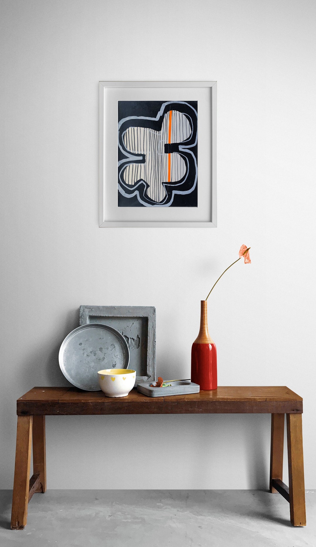 Blooming Lines - Original Painting on Paper Din A3, Abstract Picture ...