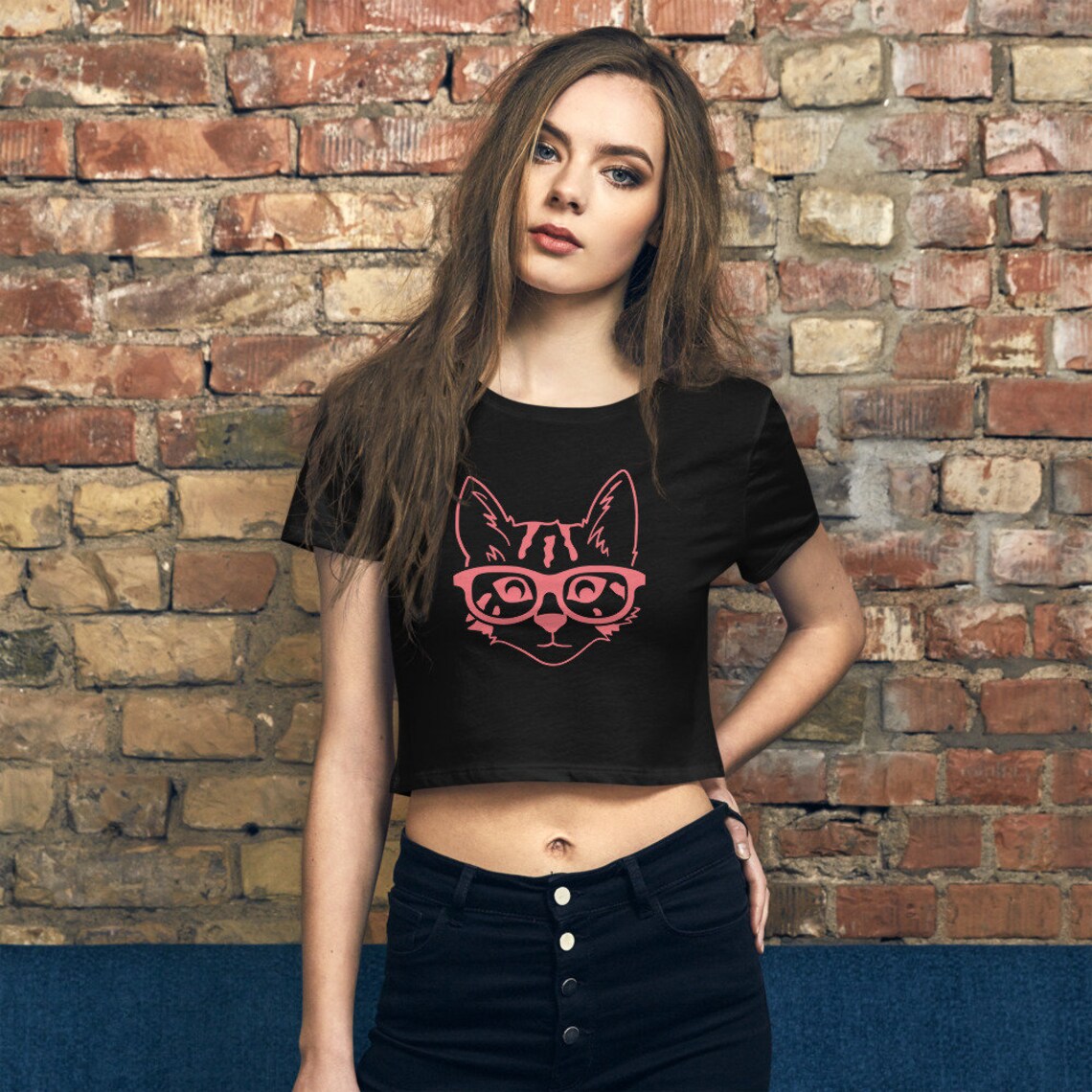 Le Cat Lady Meow Meow Womens Crop Tee Etsy Uk