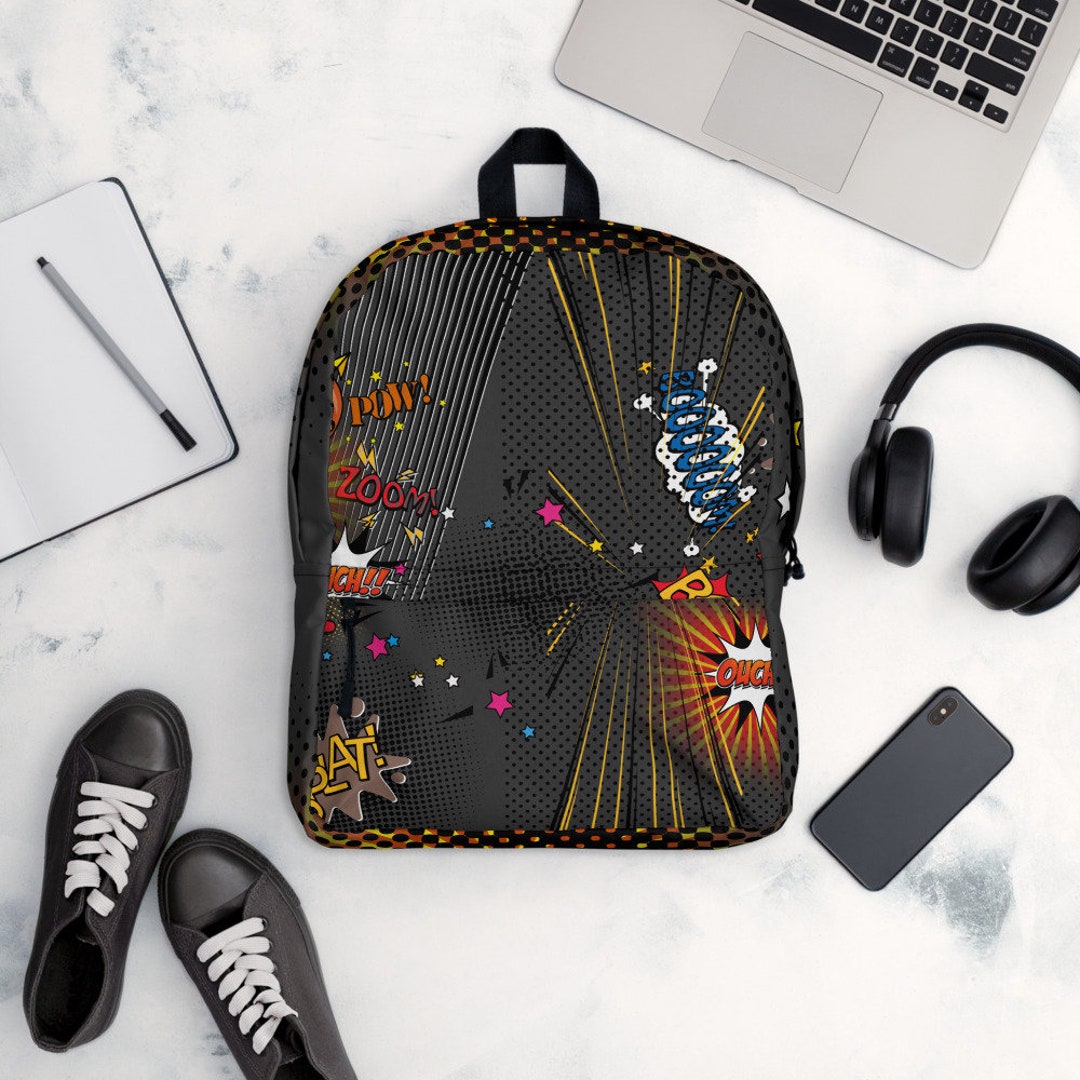 Boom Splat Black and Orange Comic Book Print Pop Art Backpack - Etsy