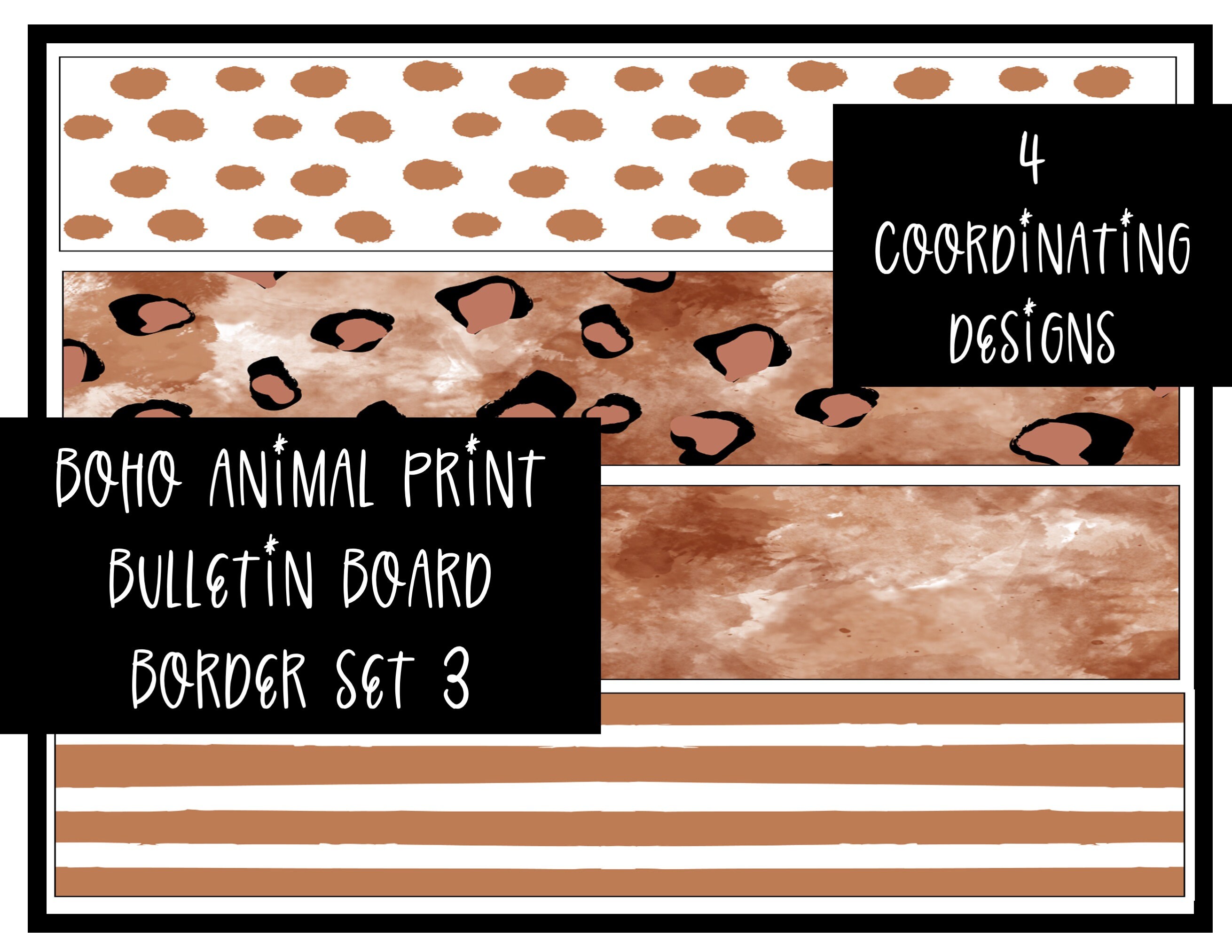Boho Animal Print Bulletin Board Border 4 Printable Designs (set 3) - Etsy