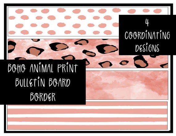 Boho Animal Print Bulletin Board Border 4 Printable Designs - Etsy