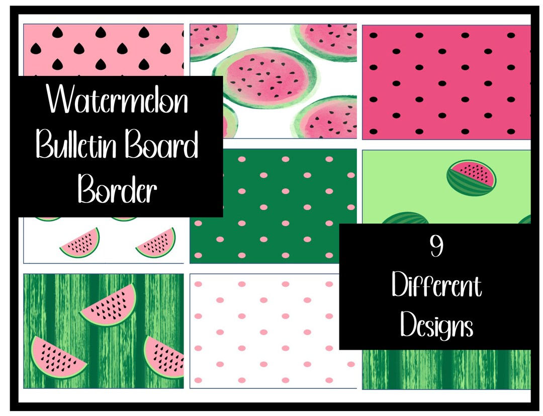 Watermelon Bulletin Board Border 9 Printable Designs - Etsy