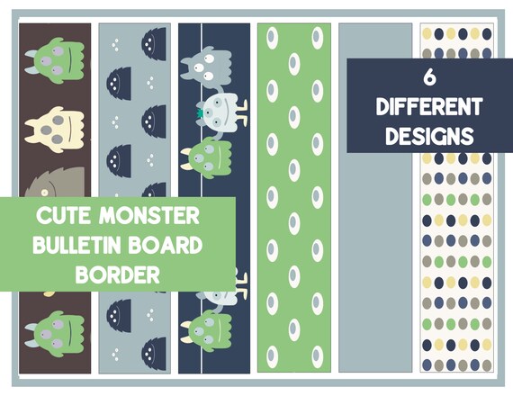 Cute Monster Bulletin Board Border 6 Printable Designs - Etsy