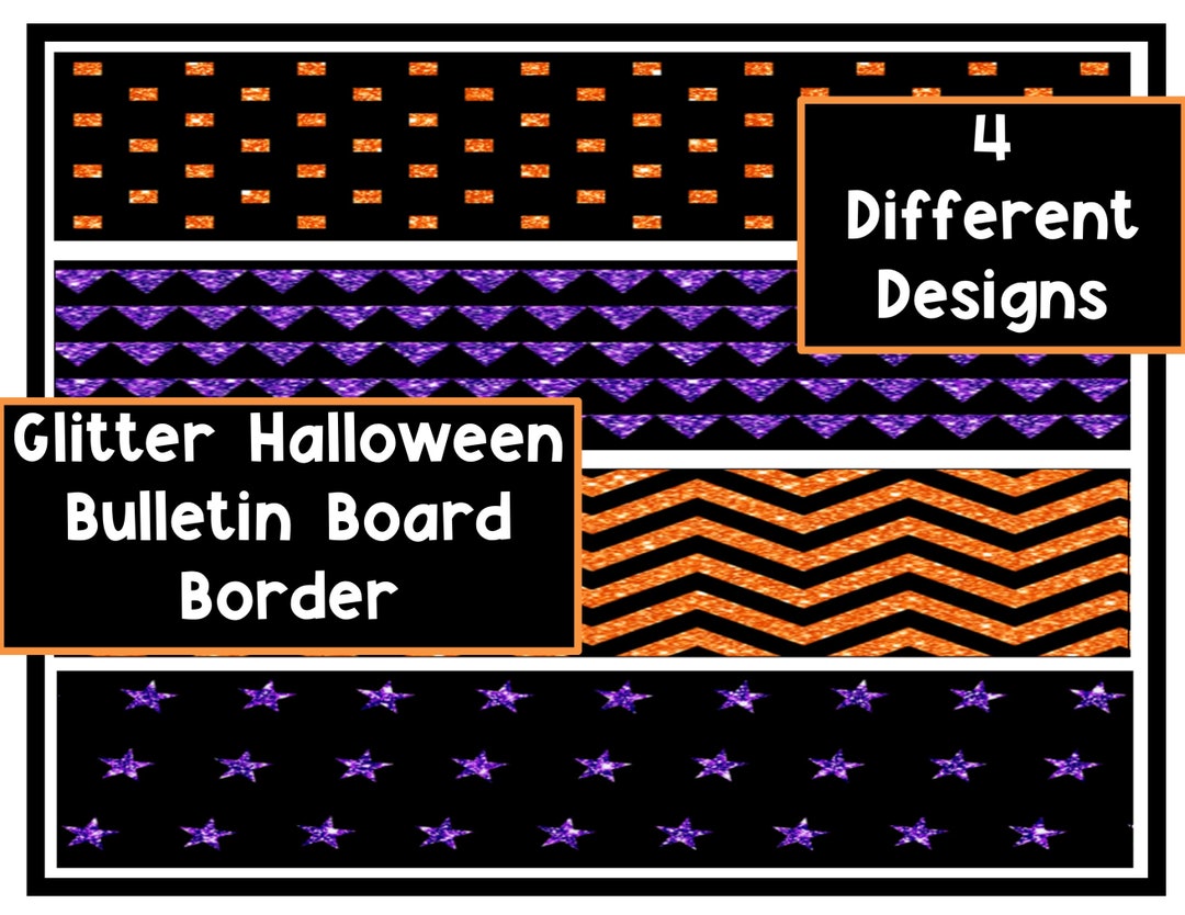 Glitter Halloween Bulletin Board Border 4 Printable Designs - Etsy