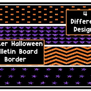 Glitter Halloween Bulletin Board Border 4 Printable Designs - Etsy