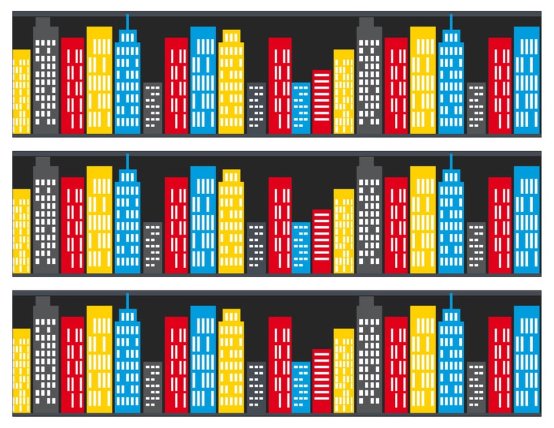 Superhero City Bulletin Board Border 3 Printable Designs - Etsy