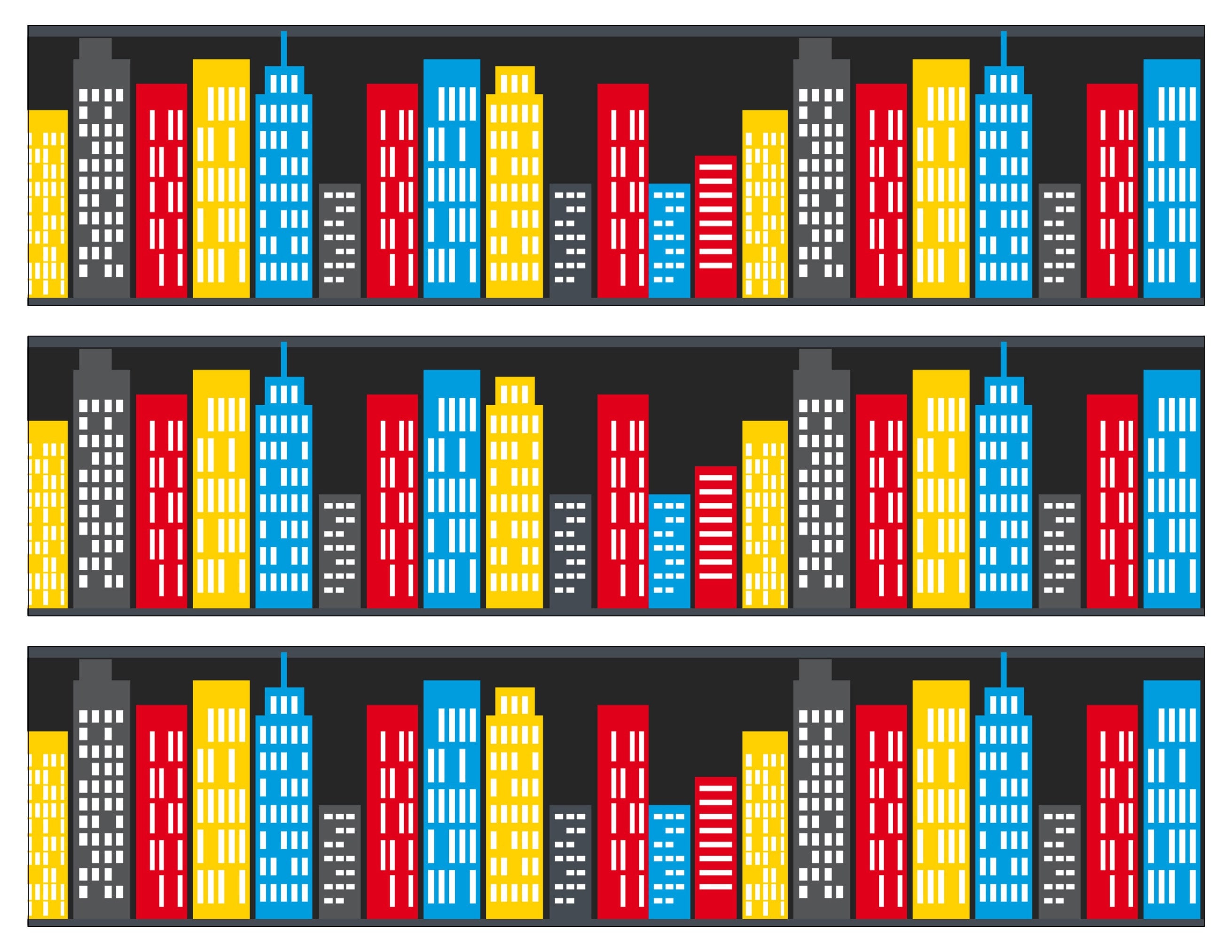 Superhero City Bulletin Board Border 3 Printable Designs - Etsy