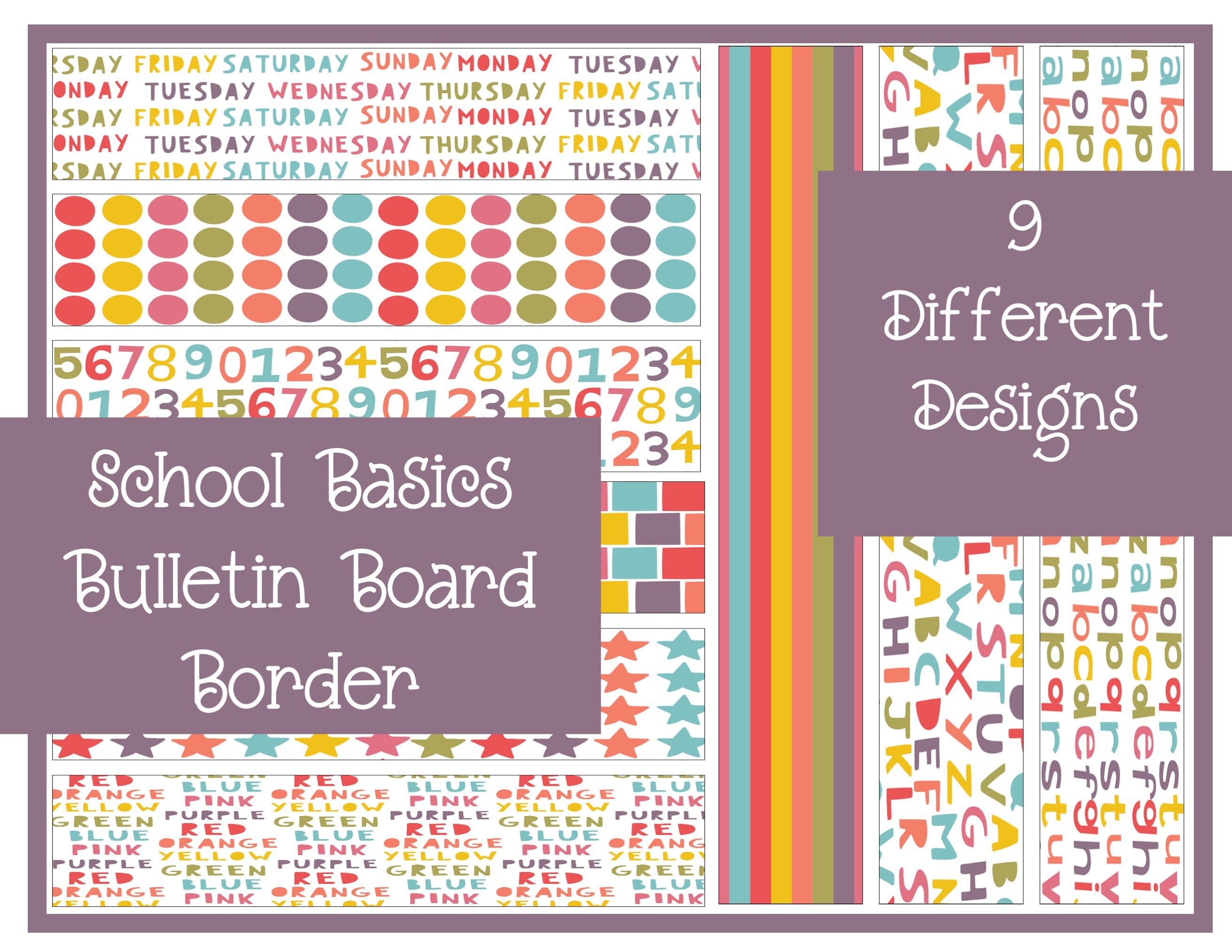 School Basics Bulletin Board Border 9 Printable Designs - Etsy