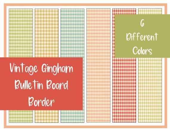 Vintage Gingham Bulletin Board Border 6 Printable Designs - Etsy