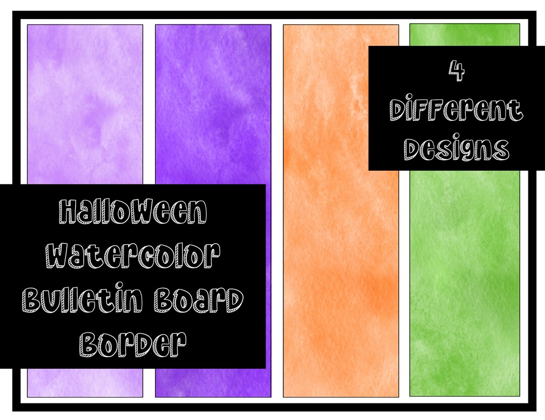 Halloween Watercolor Bulletin Board Border 4 Printable Designs - Etsy