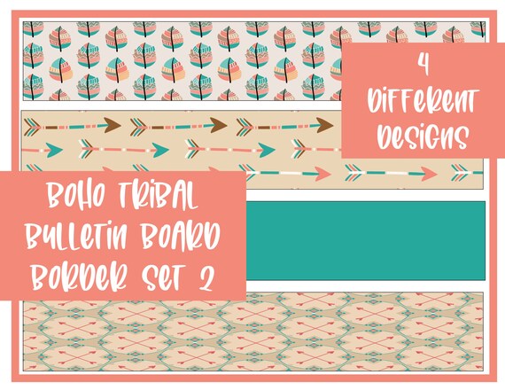 Boho Tribal Bulletin Board Border 4 Printable Designs set 2 - Etsy
