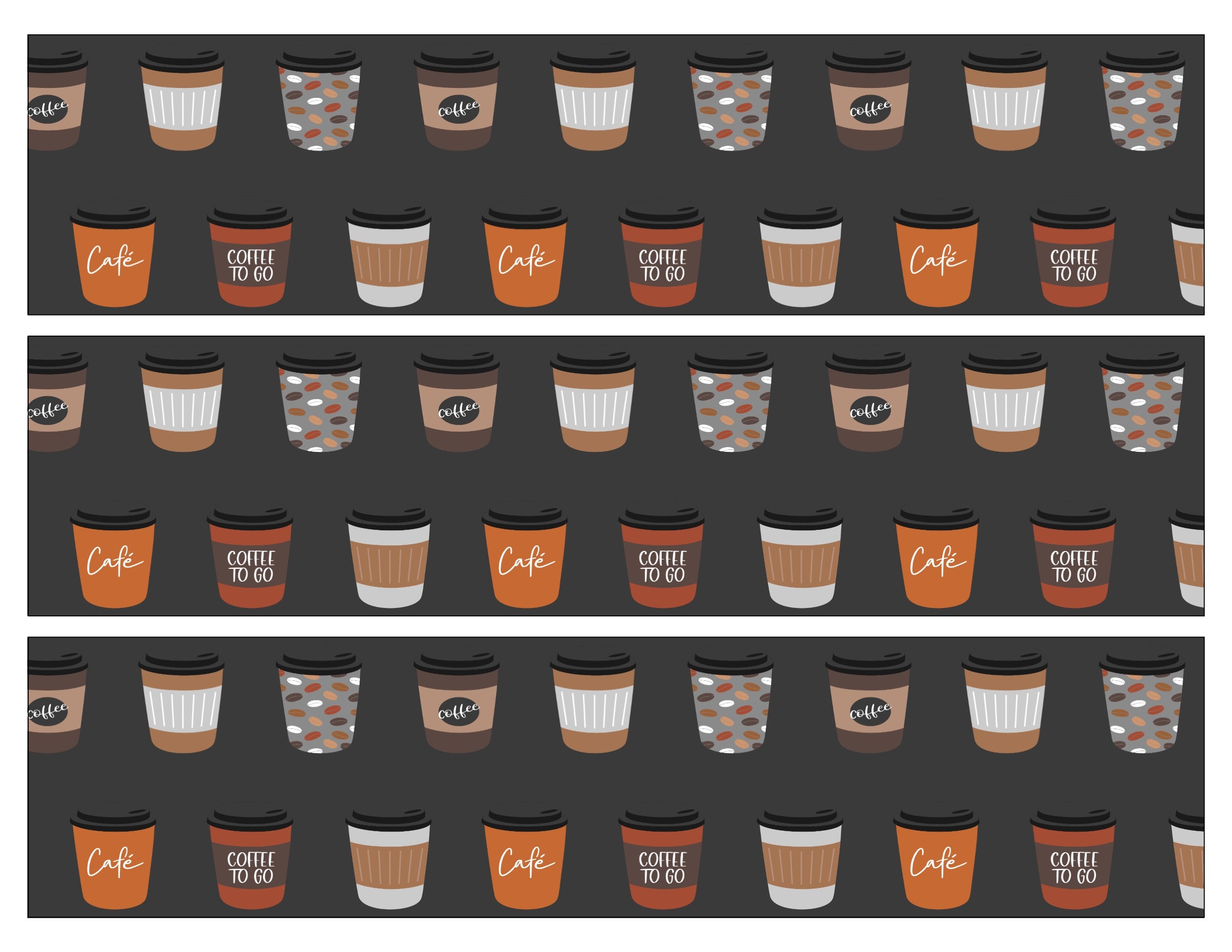 Coffee dark Bulletin Board Border 5 Printable Designs - Etsy