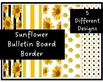 Sunflower Bulletin Board Border 5 Printable Designs - Etsy