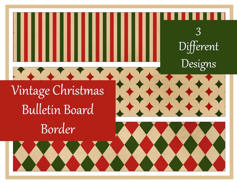 Vintage Christmas Bulletin Board Border 3 Printable Designs - Etsy