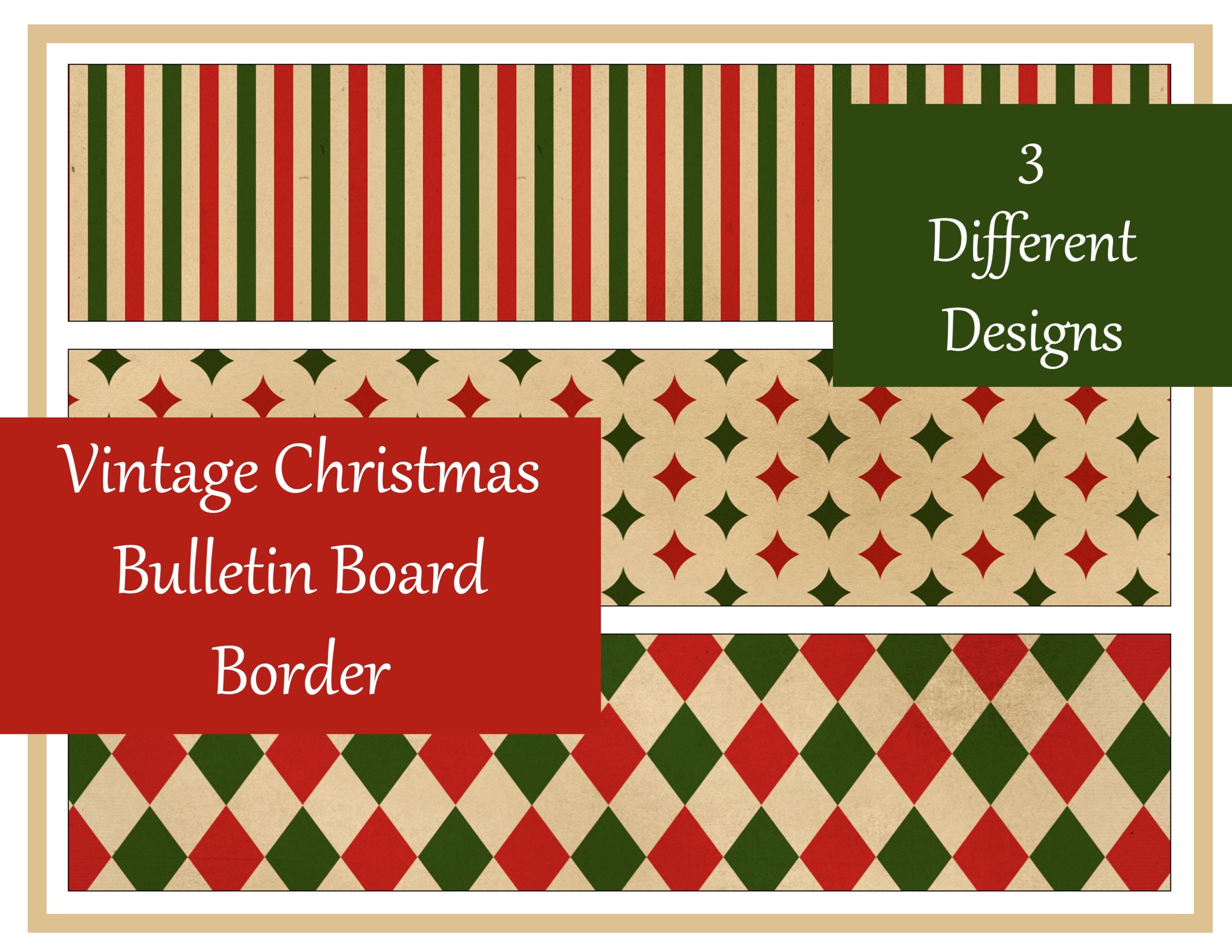 Vintage Christmas Bulletin Board Border 3 Printable Designs - Etsy