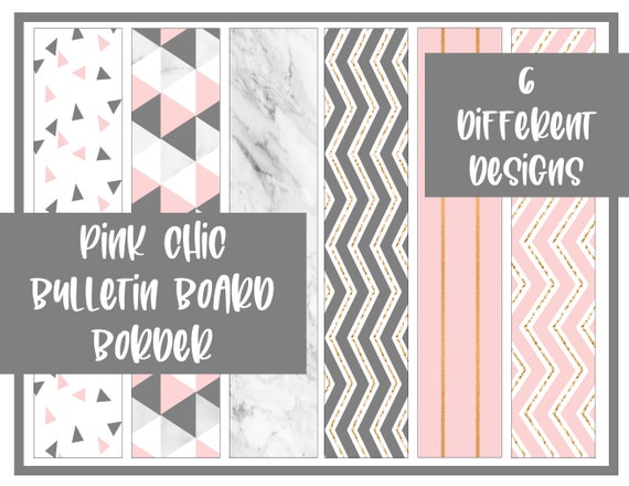 Pink Chic Bulletin Board Border 6 Printable Designs - Etsy