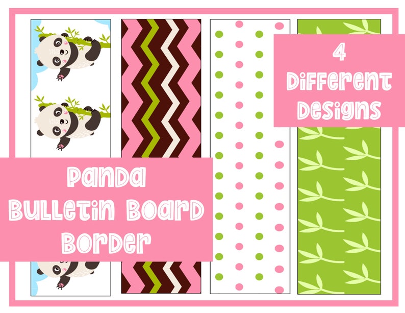 Panda Bulletin Board Border 4 Printable Designs - Etsy