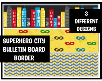 Printable Superhero Bulletin Board Borders Superhero - Etsy