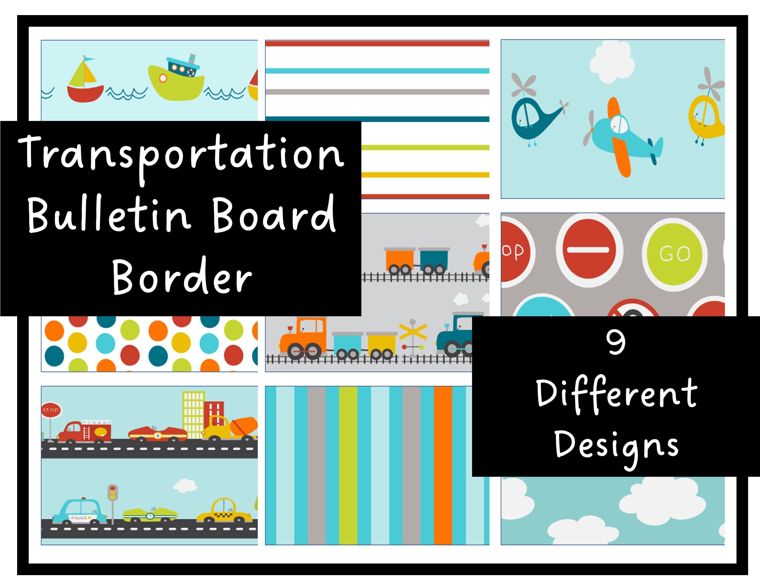 Transportation Bulletin Board Border 9 Printable Designs - Etsy