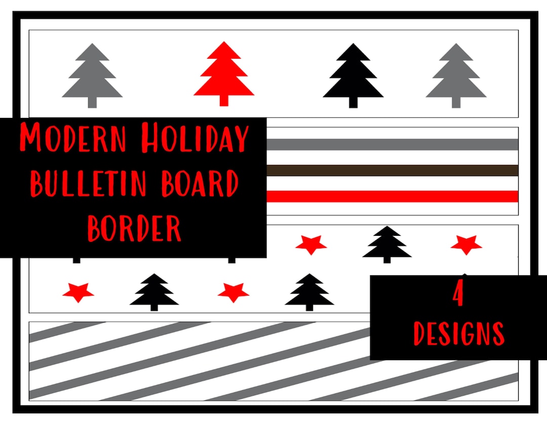 Modern Holiday Bulletin Board Border 4 Printable Designs - Etsy