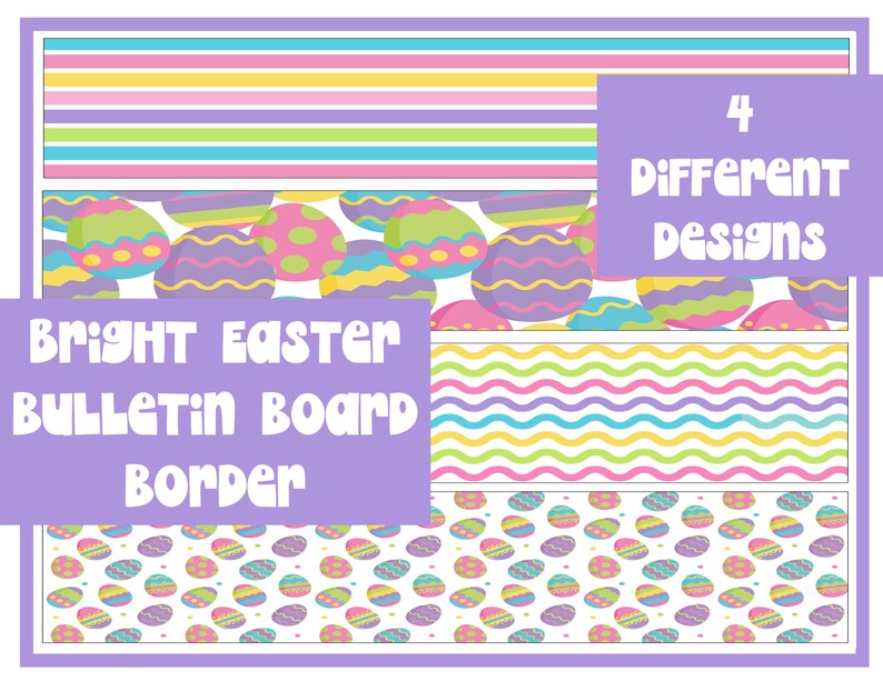 Bright Easter Bulletin Board Border 4 Printable Designs, Easter Border ...